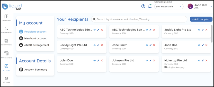 I would like to manage my Corporate Payment Platform recipients
