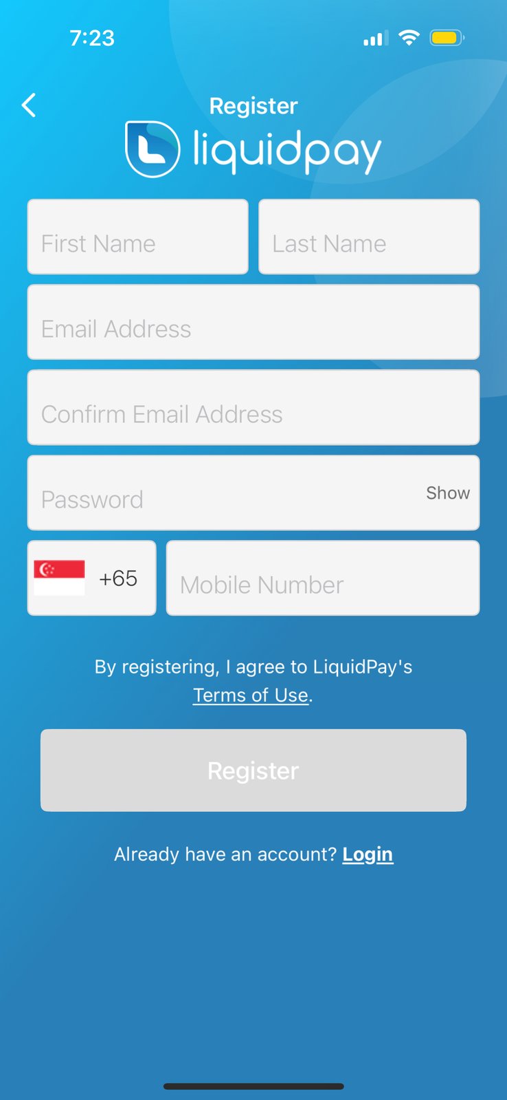 I would like to sign up for a LiquidPay account